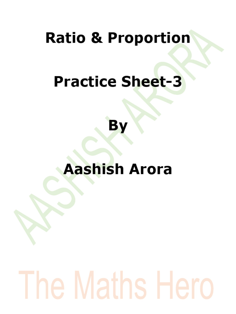 Ratio & Proportion Practice Sheet-3 by Aashish Arora | PDF