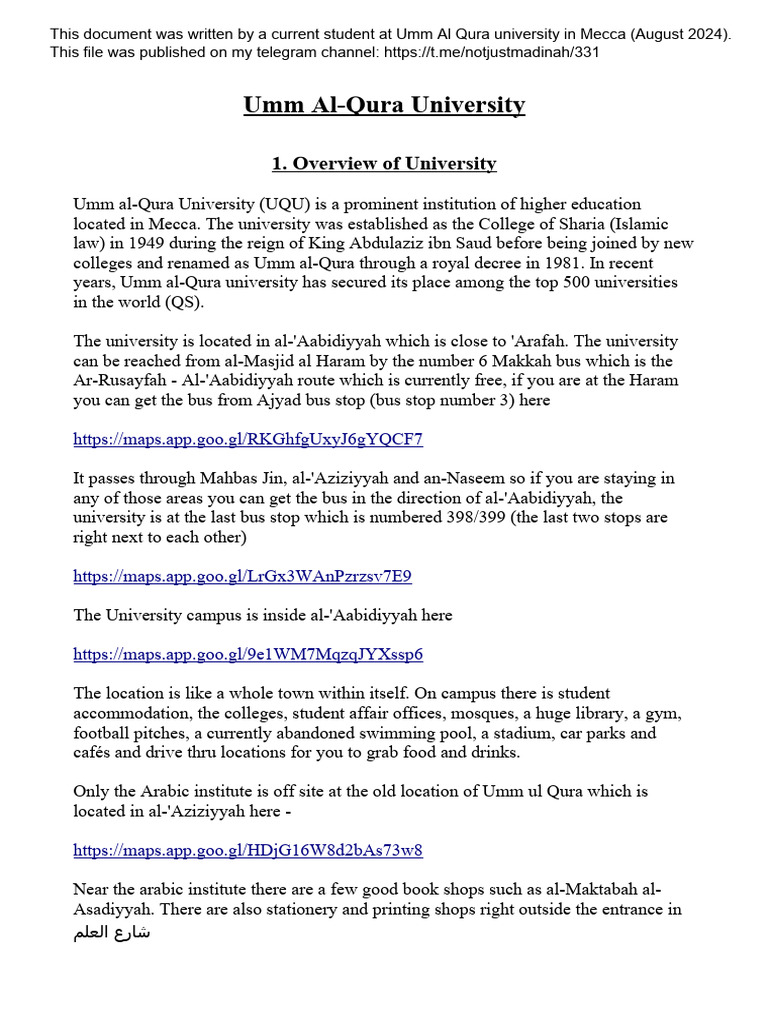 Umm Al Qura University, in Mecca | PDF | Mecca