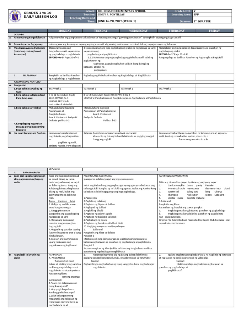 DLL_EPP 5_Q1_W1 (1) | PDF