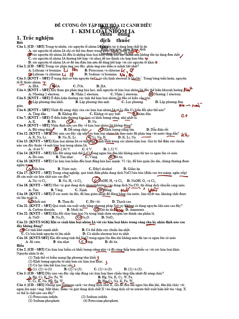 Đề Cương Hóa Hkii | PDF