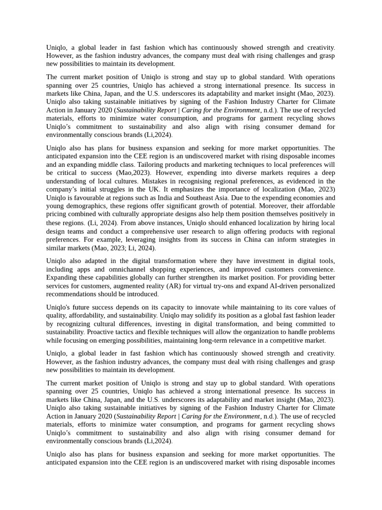 Uniqlo's Global Strategy and Sustainability | PDF | Sustainability ...