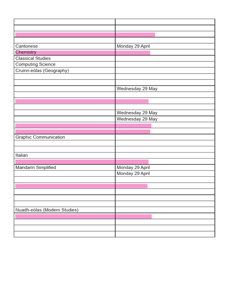 Exam Timetable 2024 | PDF