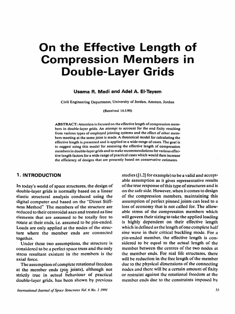 Effective Length in Double-Layer Grids | PDF | Equations | Buckling