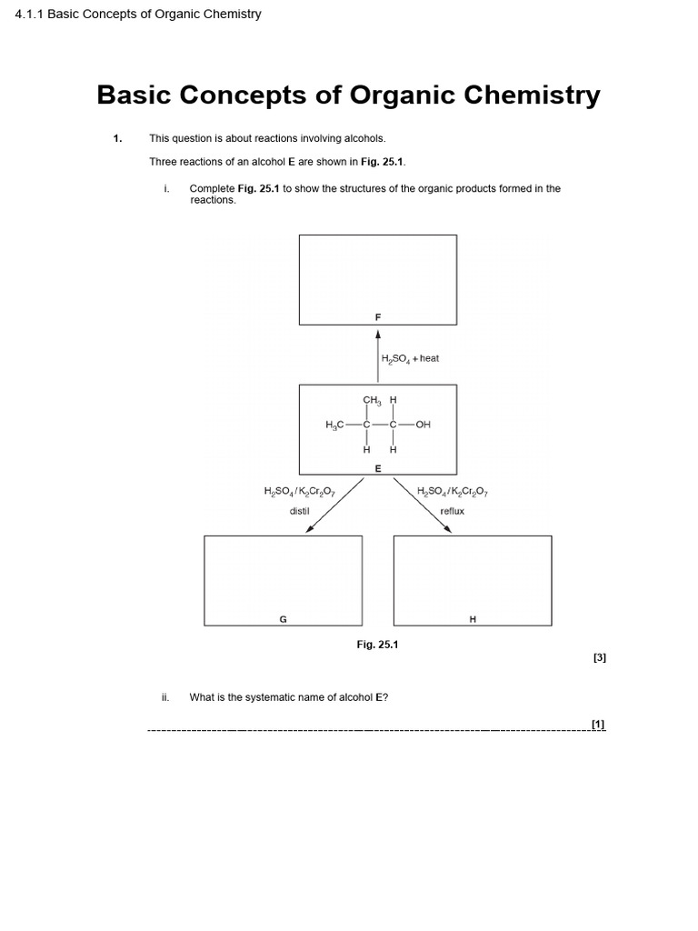 4.1.1 Basic Concepts of Organic Chemistry QP | PDF | Organic Chemistry ...