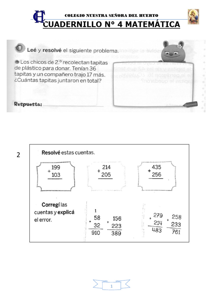 Cuadernillo de Matemática 4to Grado | PDF