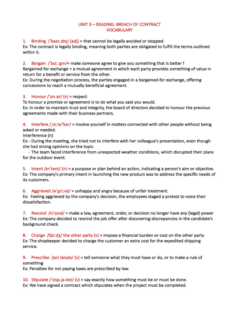 (Tacn1) Unit 3 - Vocabulary | PDF | Business | Justice