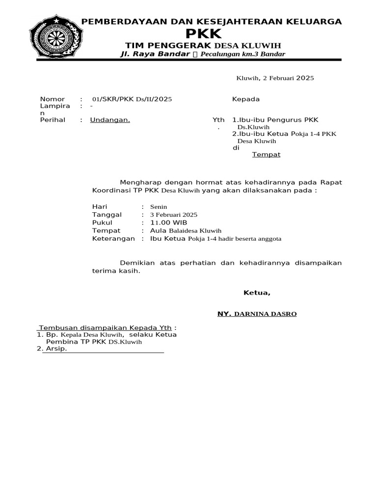 Undangan PKK 2024 | PDF