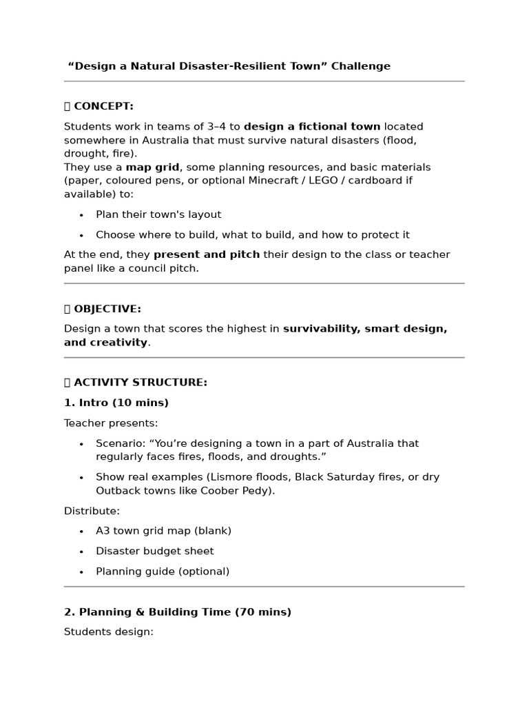 Design A Natural Disaster Free Town | PDF | Natural Environment