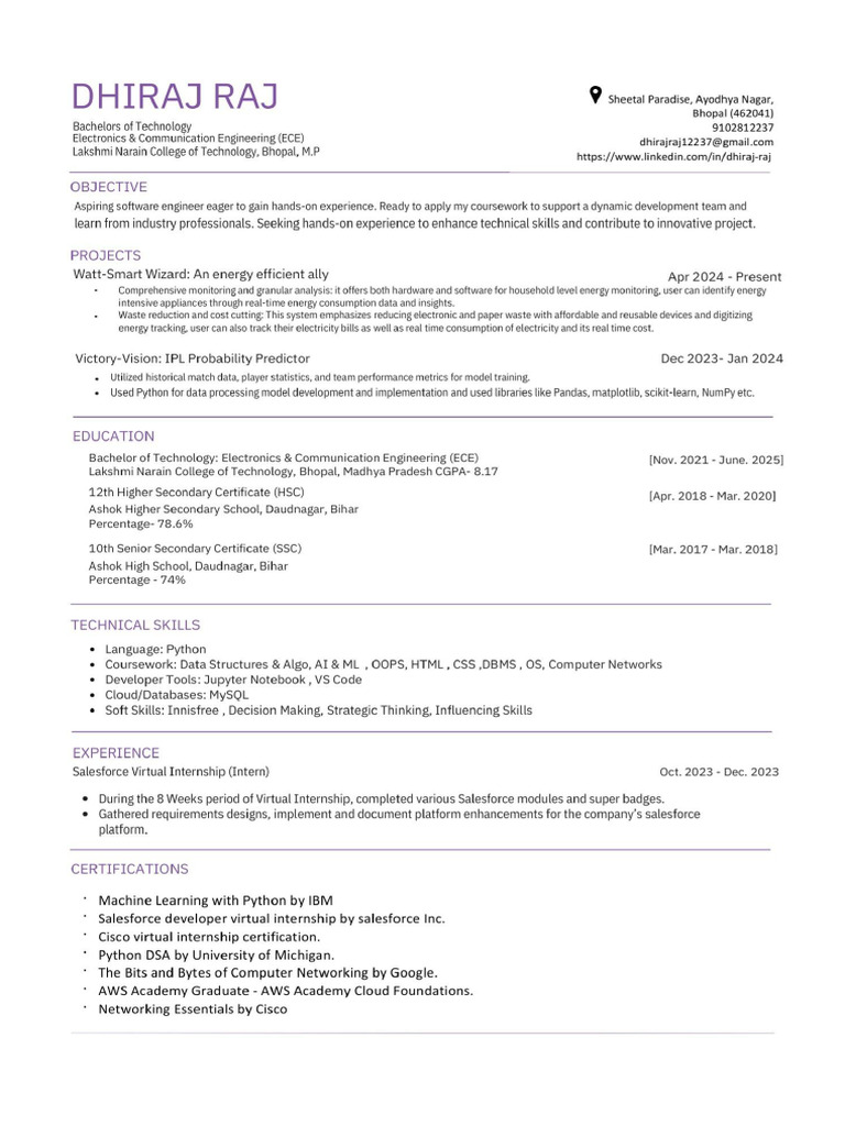 Resume Infosys PDF | PDF