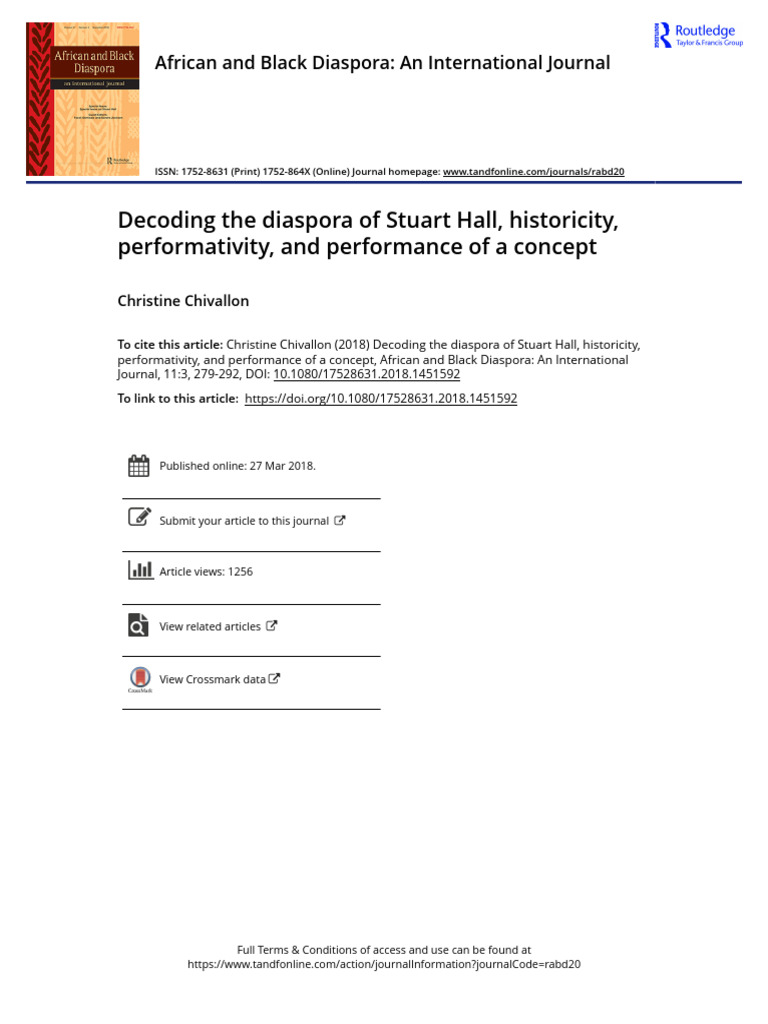 Decoding The Diaspora of Stuart Hall Historicity Performativity and ...