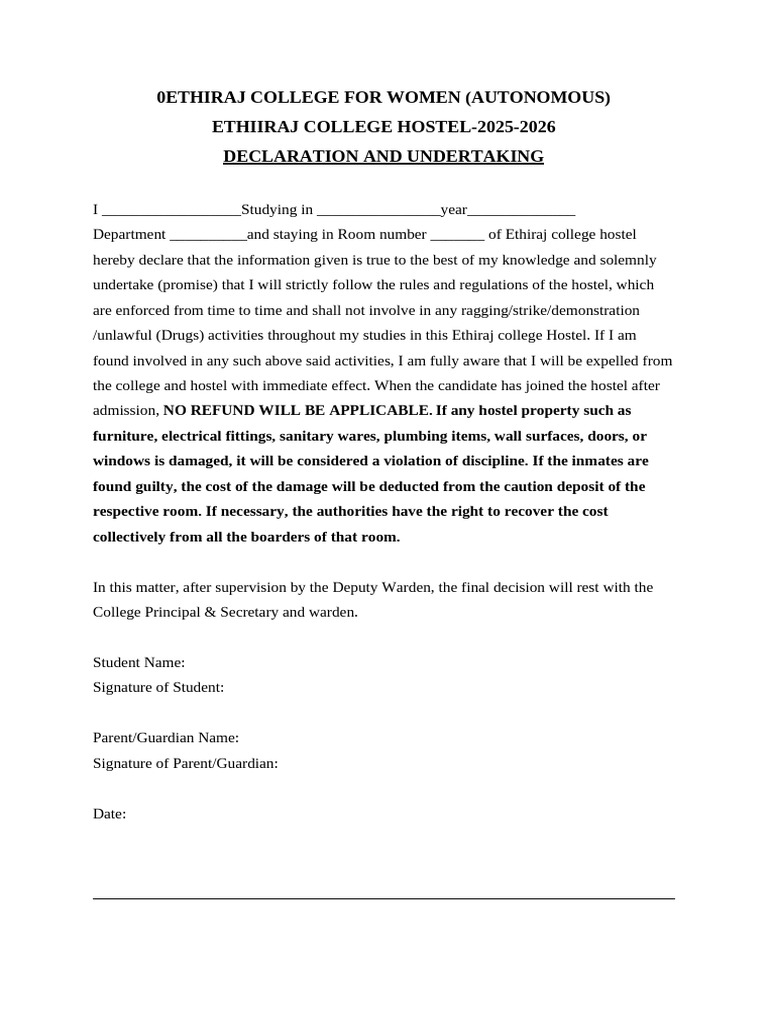 Declaration and Undertaking | PDF