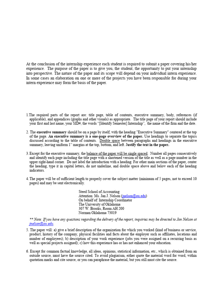 Internship Summary Report Guidelines | PDF