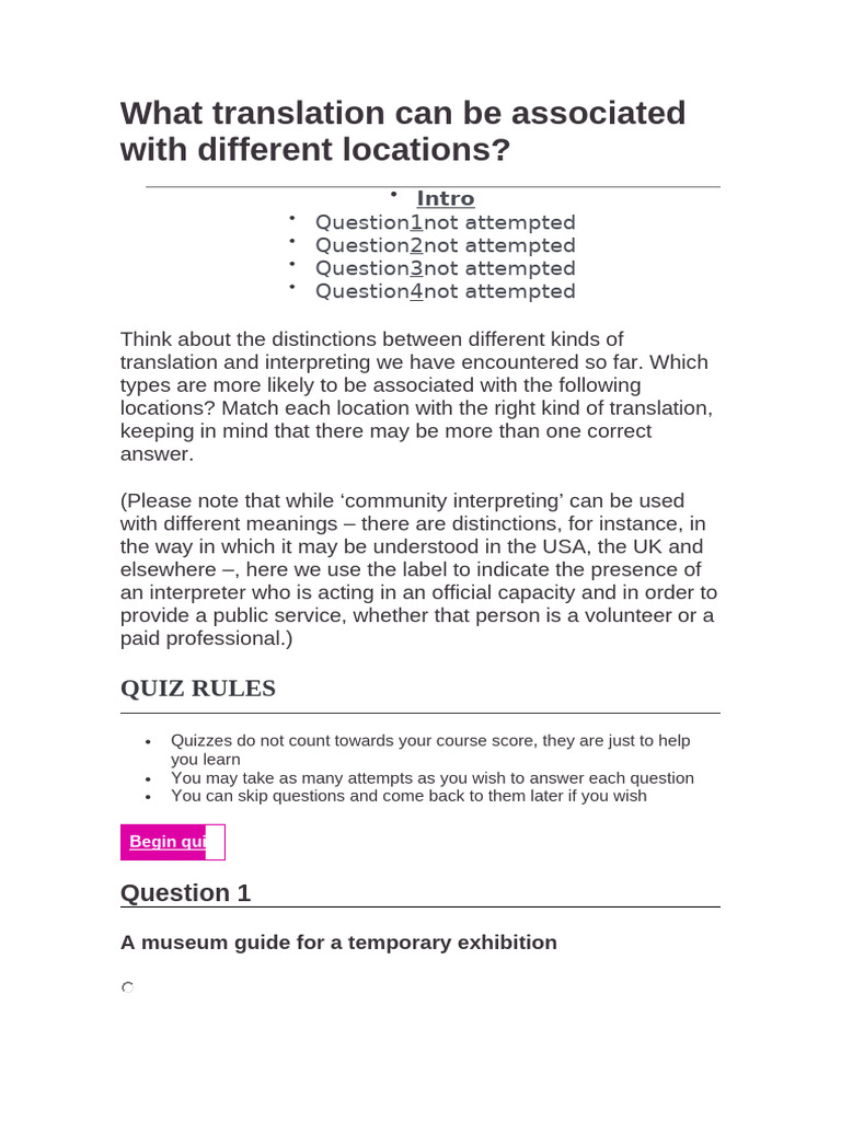 What Translation Can Be Associated With Different Locations Quiz | PDF ...