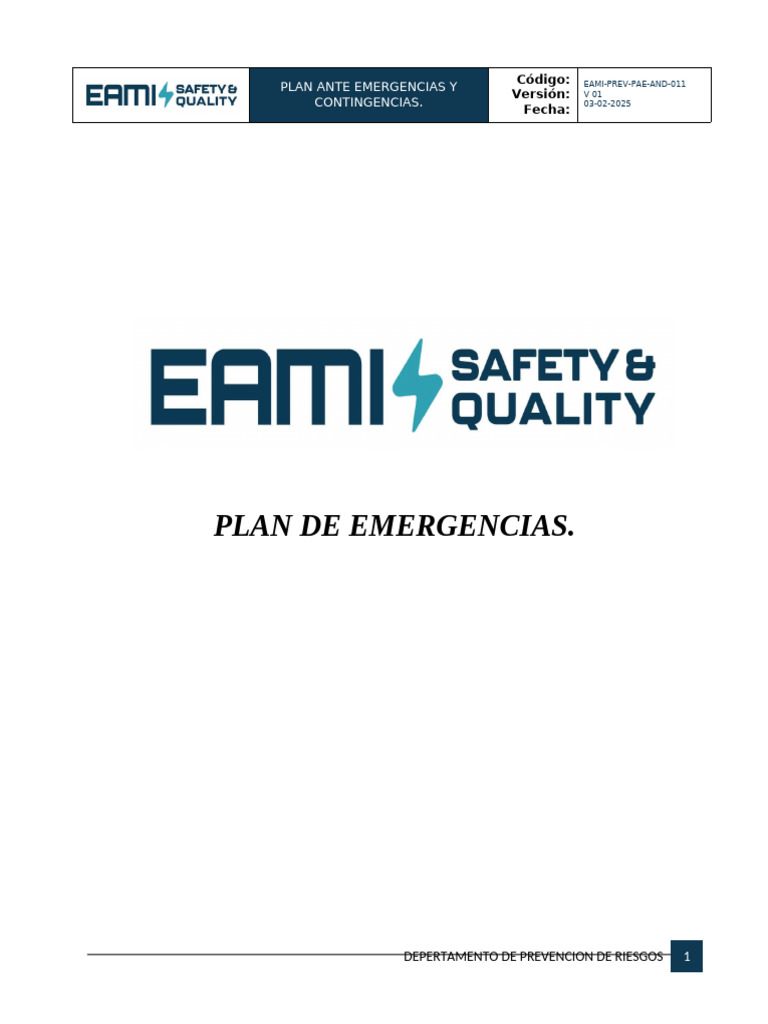 Plan de Emergencias EAMI | PDF | Residuos | Emergencia
