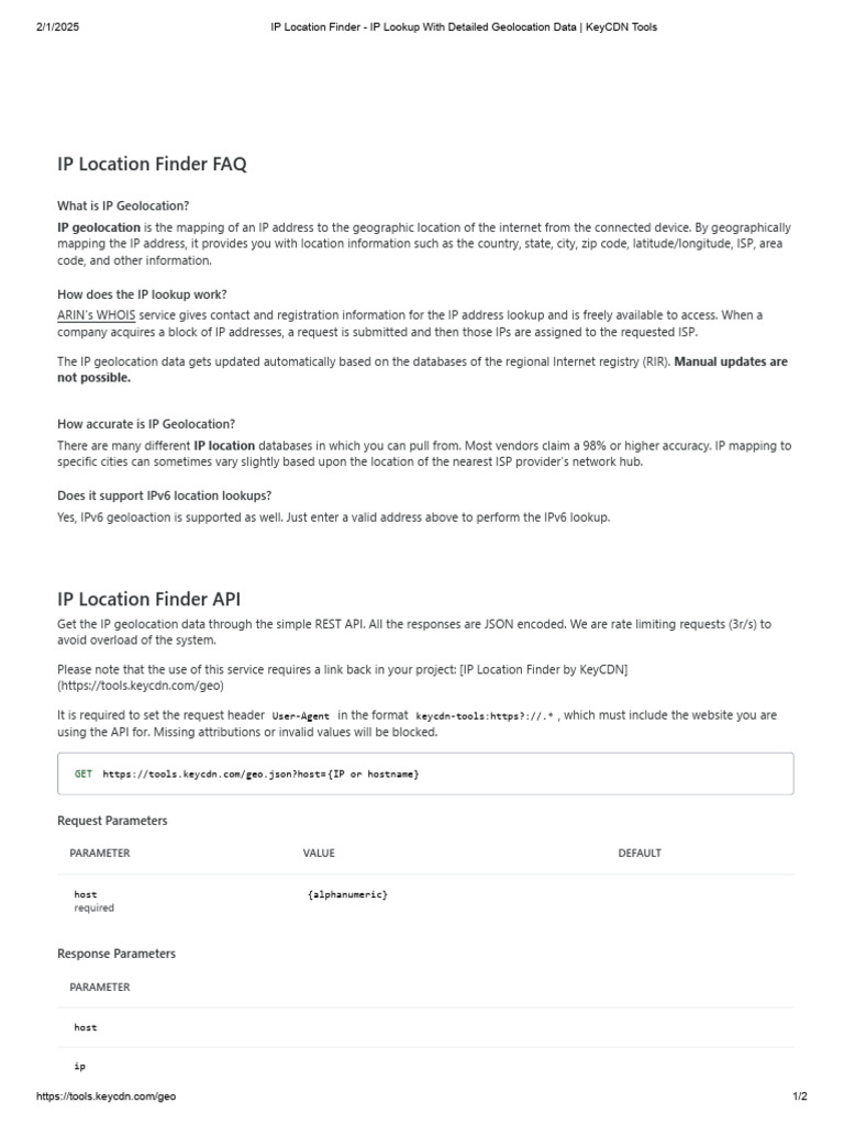 IP Location Finder - IP Lookup With Detailed Geolocation Data - KeyCDN Tools | PDF | Ip Address ...
