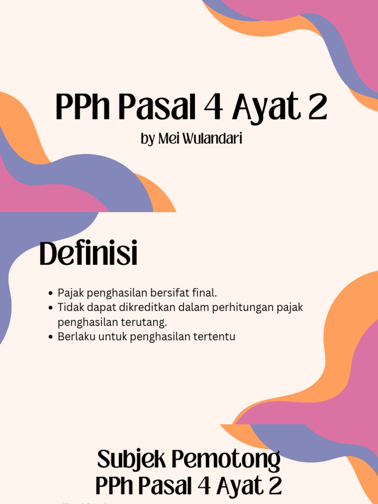 Tarif dan Objek PPh Pasal 4 Ayat 2 | PDF