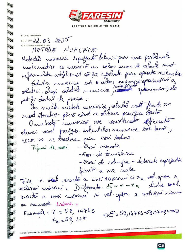 Metode Numerice 22.03.2025 | PDF