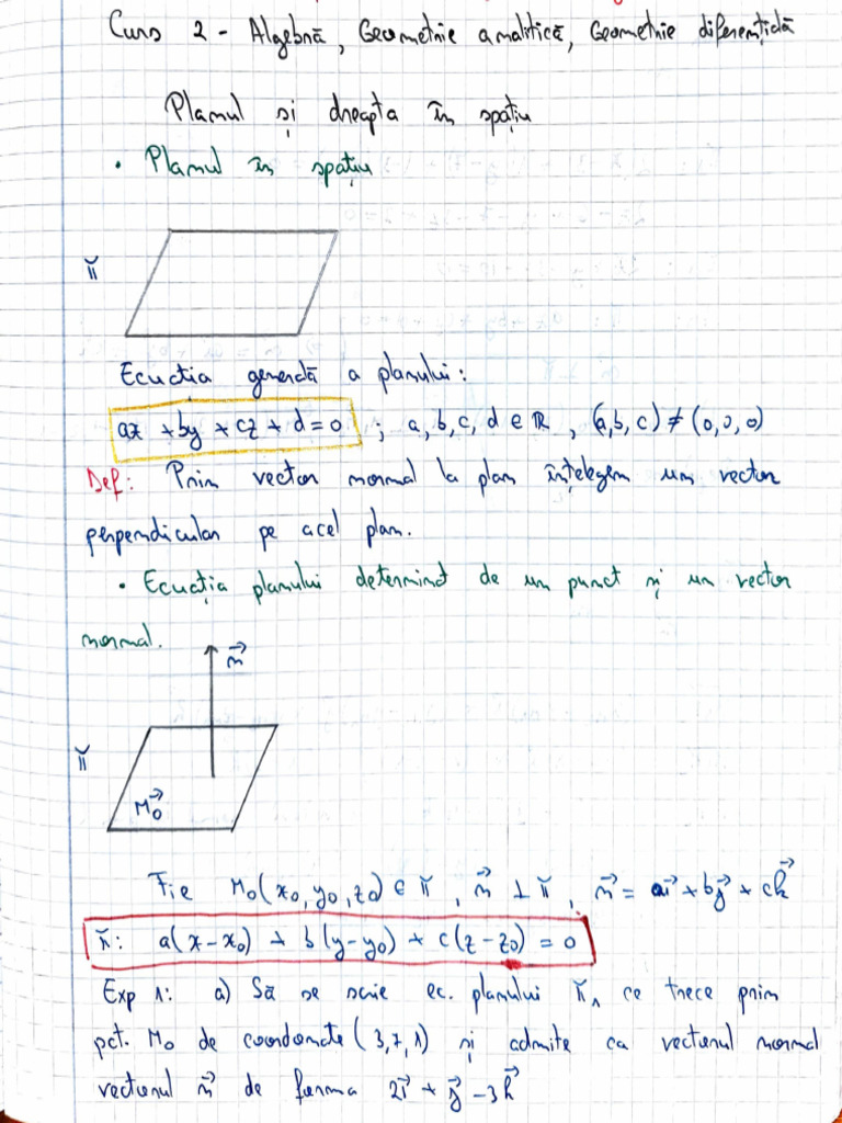 Curs 2 Algebra, Geometrie Analitica, Geometrie Diferentiala | PDF