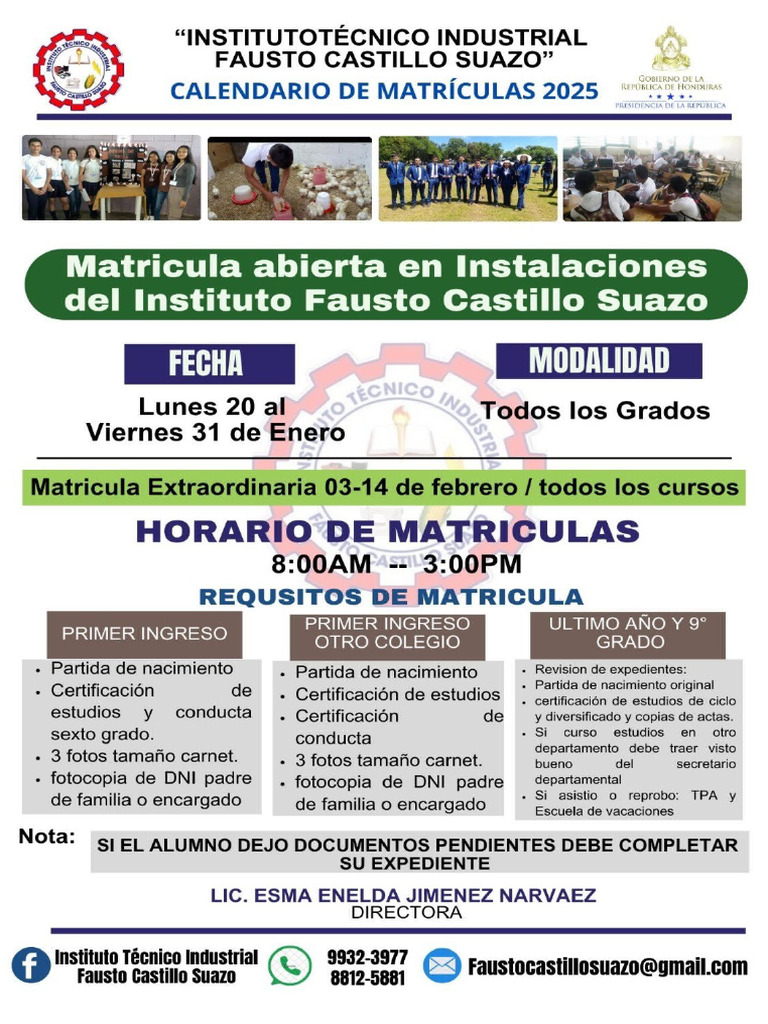 Calendario de Matriculas | PDF