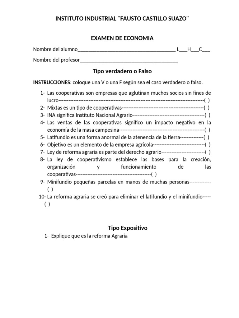 Examen de Economia | PDF