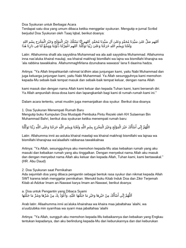 Doa Syukuran untuk Berbagai Acara | PDF