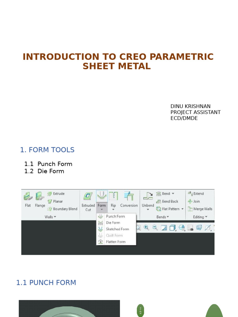 Introduction To Creo Parametric Sheetmetal | PDF
