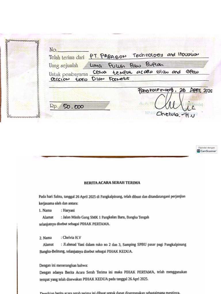 Nota Sewa Tempat Acara Glow and Grow | PDF