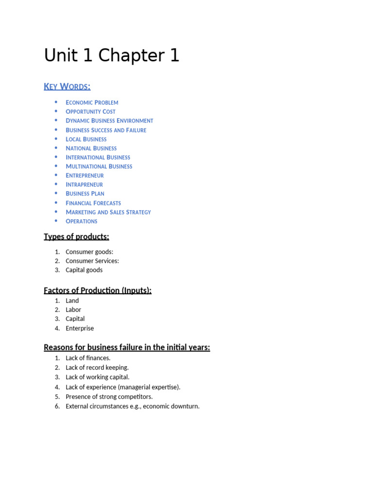 Unit 1 Chapter 1 Summary | PDF