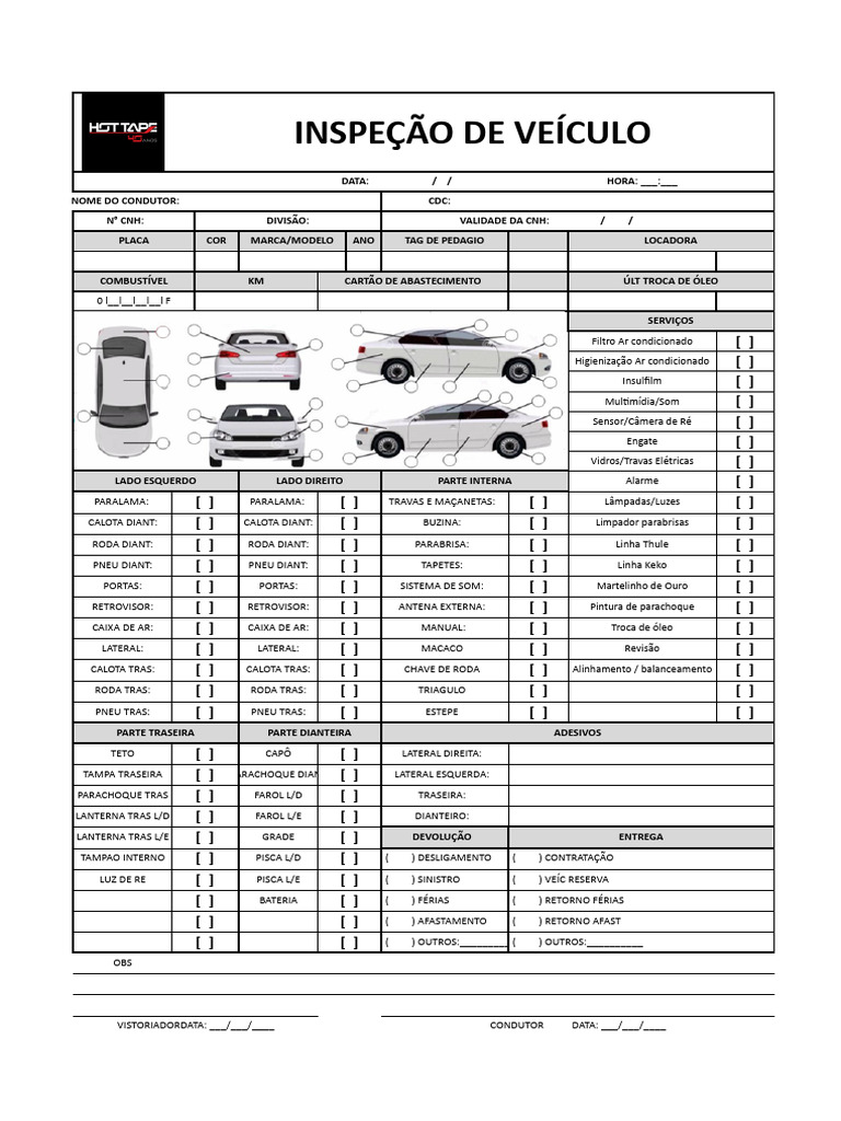 Check List e Modelo de Vistoria Frota Fy22 JCH Planilhas Google | PDF ...