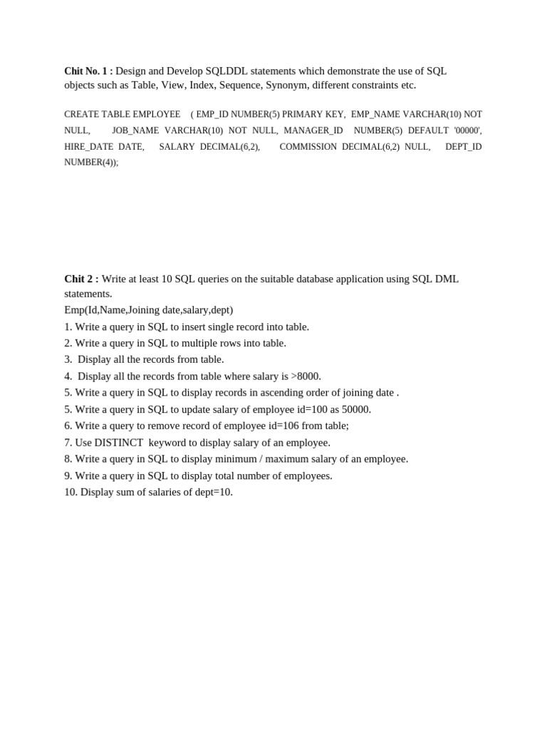 Updated DBMSL Chits - Final | PDF | Pl/Sql | Databases