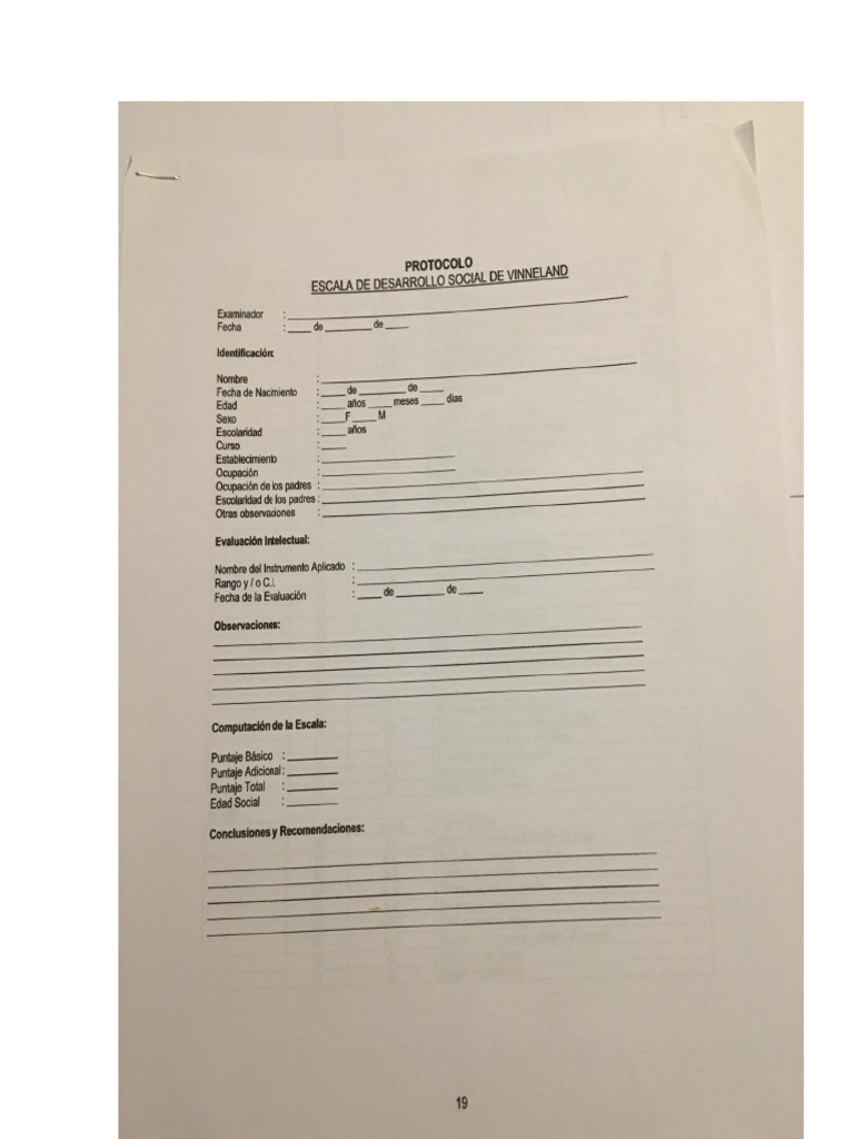 Hoja de Respuesta Vineland | PDF