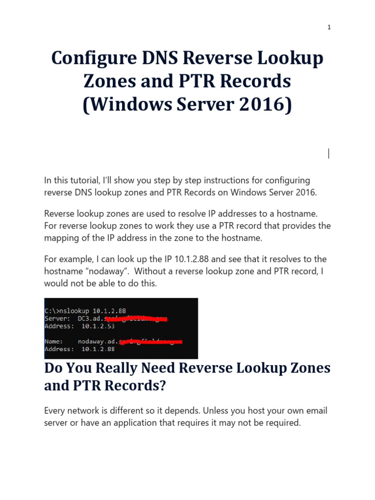 Configure DNS Reverse Lookup Zones and PTR Records (Windows Server 2016) | PDF | Domain Name ...