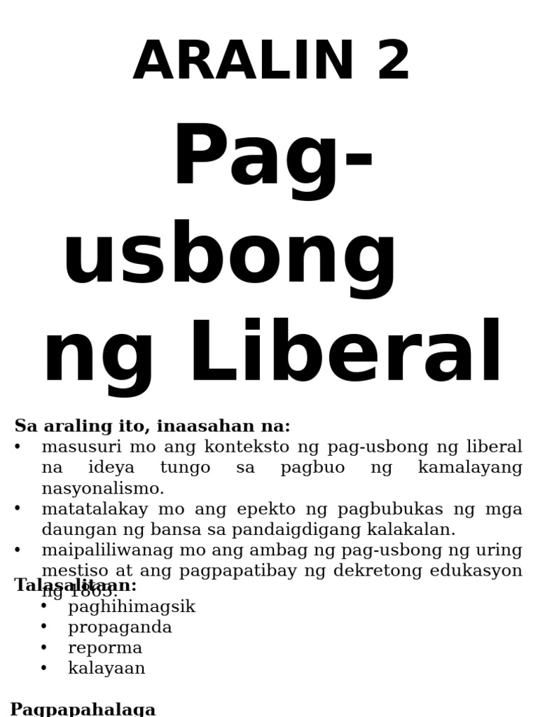 Ap6-Qtr 1-Week 1 - Module 1-Pag-Usbong NG Libiral Na Ideya-AP-q1 ...