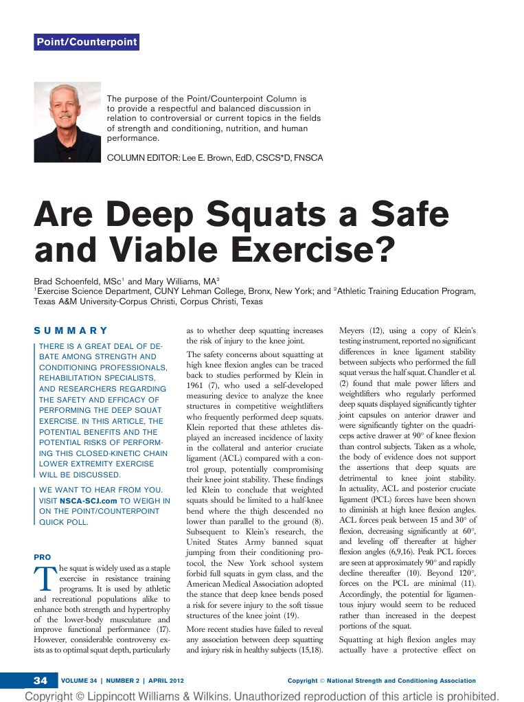 Are Deep Squats A Safe and Viable Exercise Brown 2012 | PDF | Knee ...