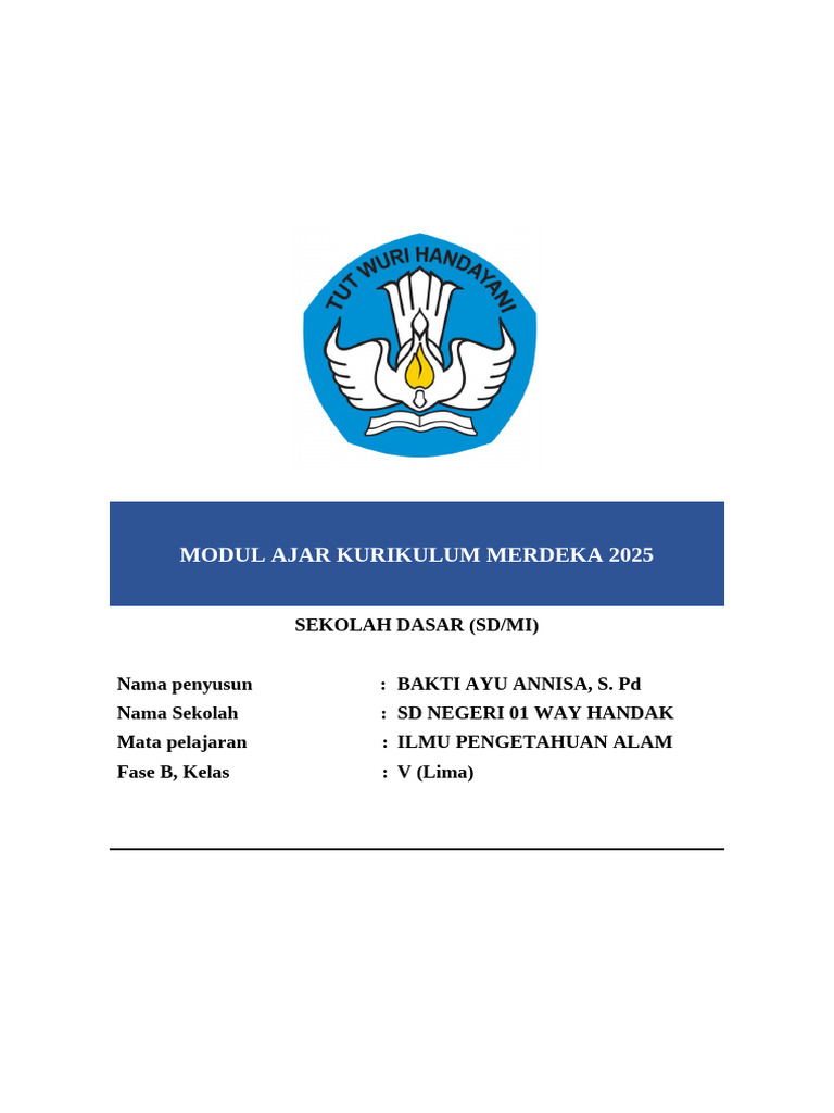 Modul Ajar IPA Kelas V Kurikulum Merdeka | PDF
