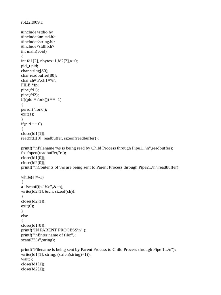 Inter-Process Communication in C | PDF