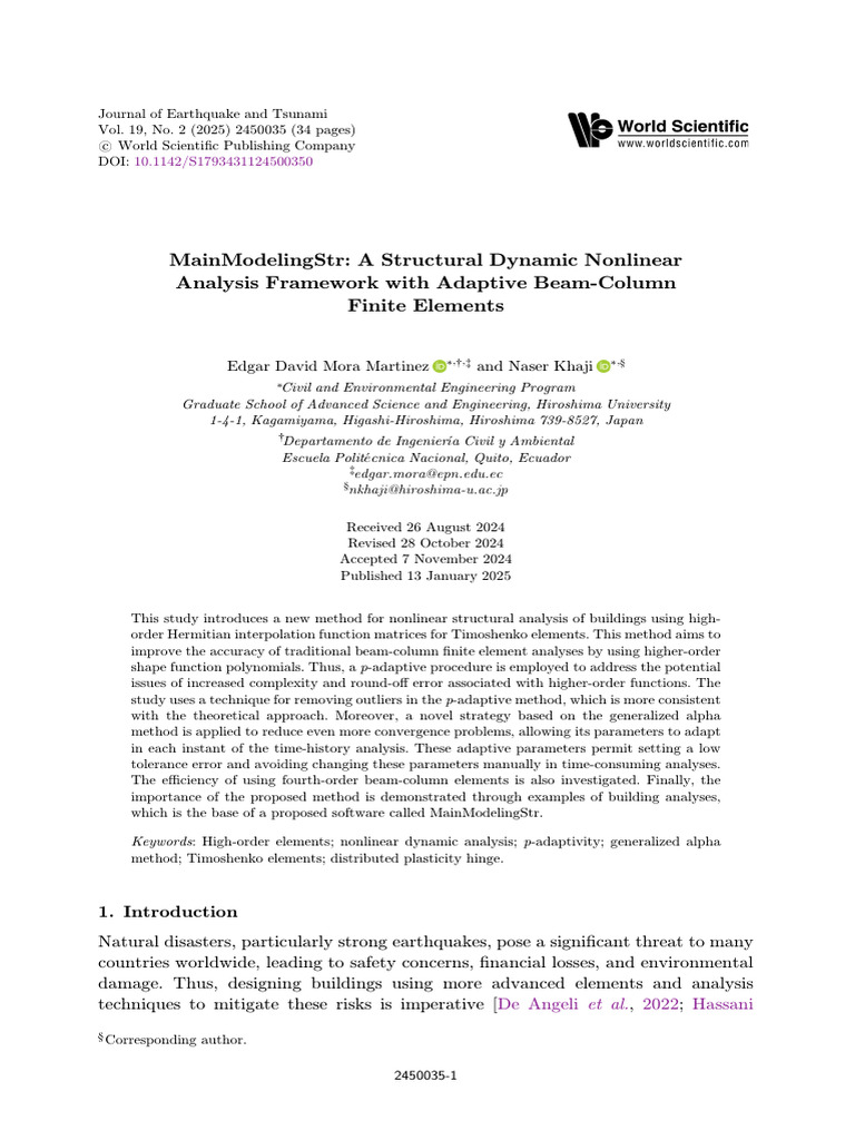 MainModelingStr- A Structural Dynamic Nonlinear Analysis Framework With Adaptive Beam-Column ...