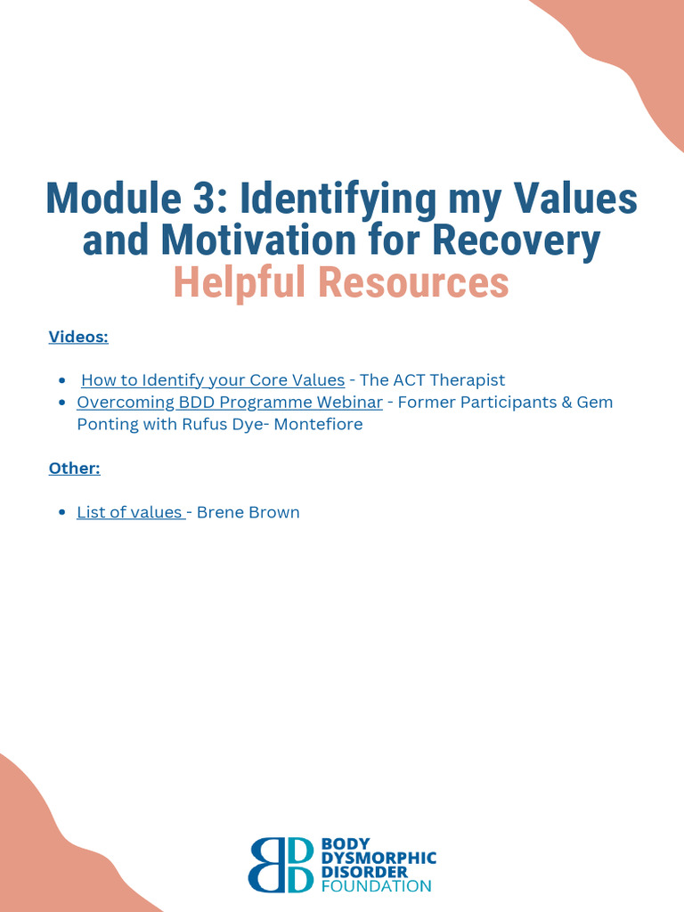 Module 3 Workbook - Overcoming BDD Programme | PDF | Goal | Motivation