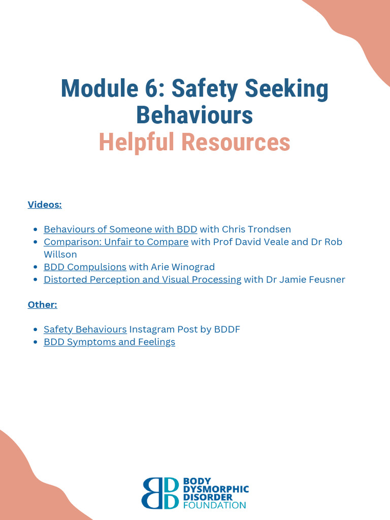 Module 6 Workbook - Overcoming BDD Programme | PDF | Mirror | Behavior