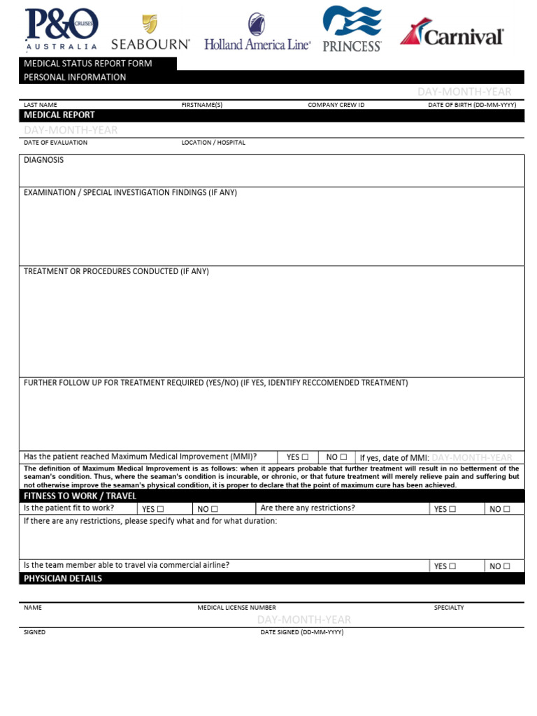 Crew Medical Status Form | PDF