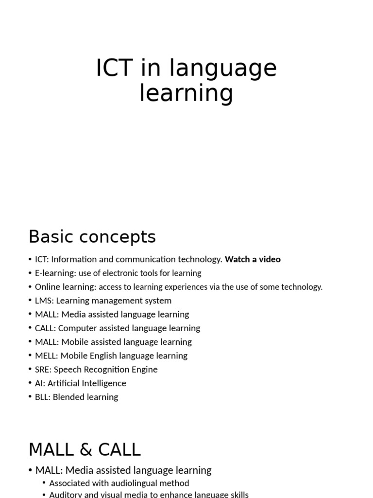 ICT Tools for Language Learning Explained | PDF | Educational ...