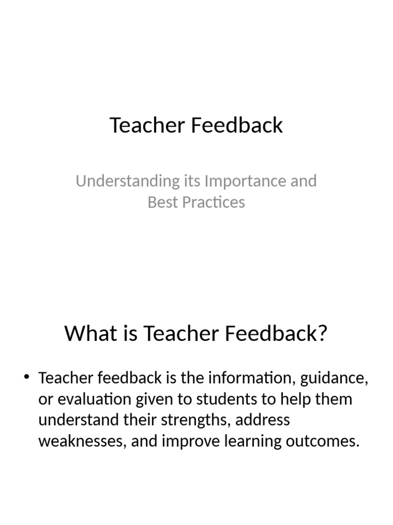 Teacher Feedback Presentation | PDF