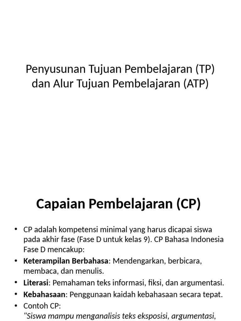 Penyusunan Tujuan Pembelajaran (TP) Dan Alur | PDF