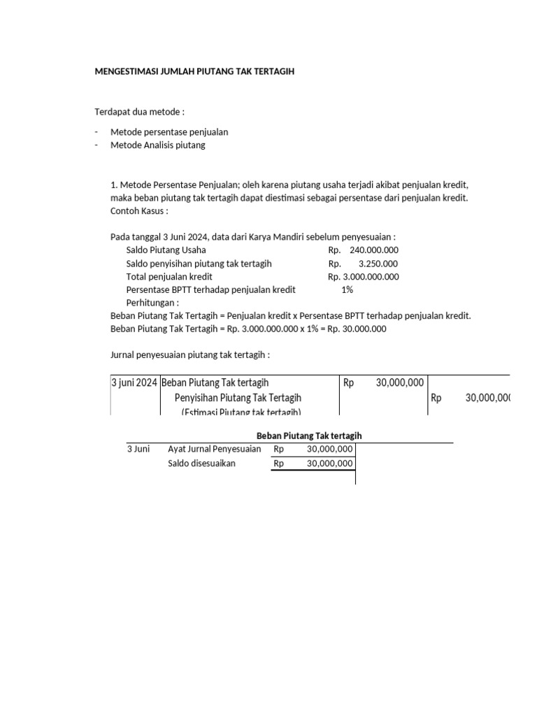 Estimasi Piutang Tak Tertagih | PDF