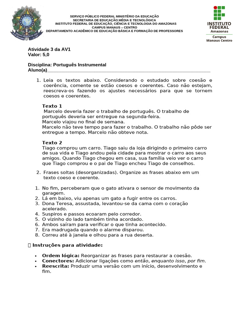 Atividade 3 Da AV1 - Revisitando A Gramtica | PDF