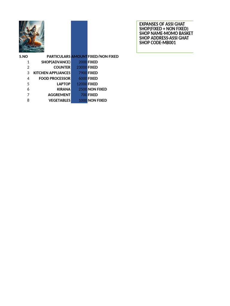 Fixed Exp. of Assi Ghat Shop | PDF