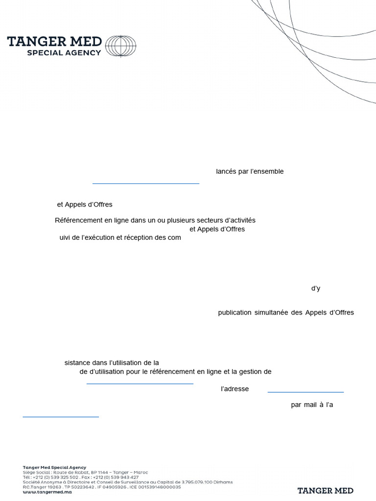 Portail d'Achats du Groupe Tanger Med | PDF