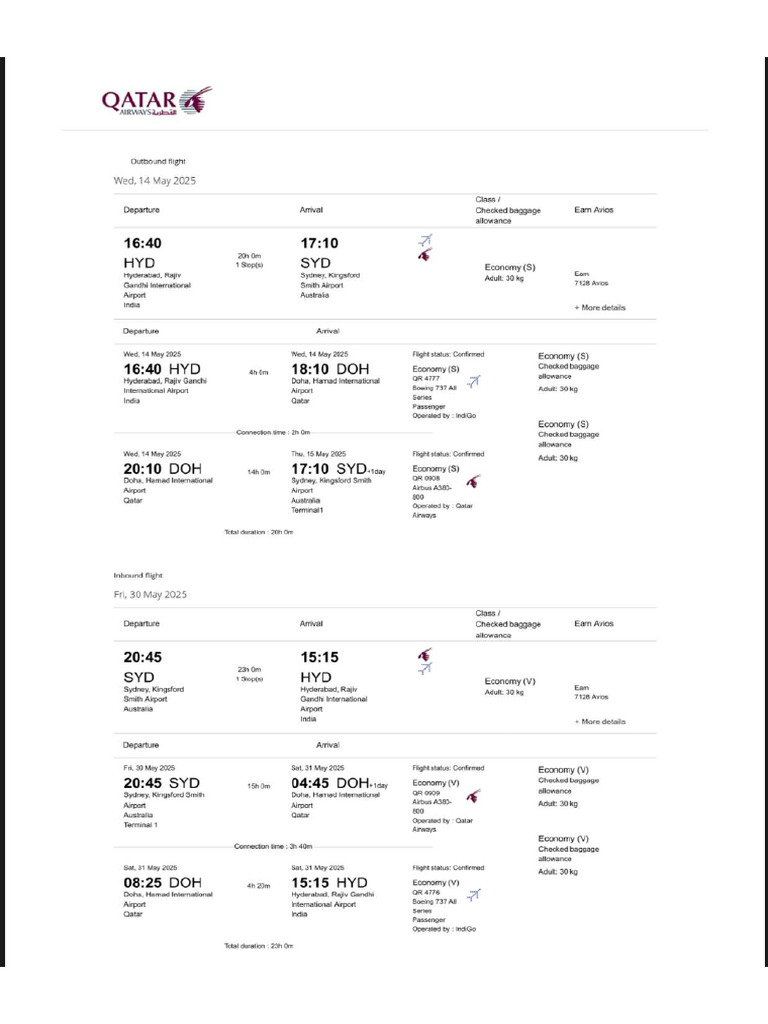 Qatar Airways Ticket | PDF