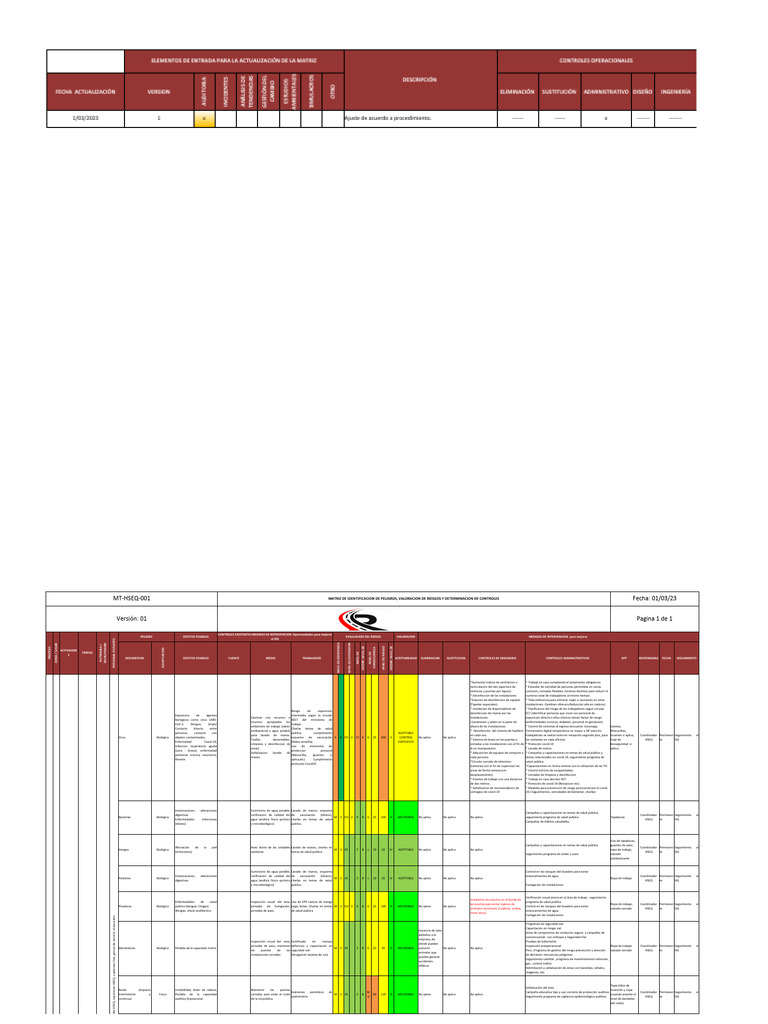 SST-MT-05 Matriz Identificacion de Peligros | PDF | Inmunología | Enfermedades y trastornos