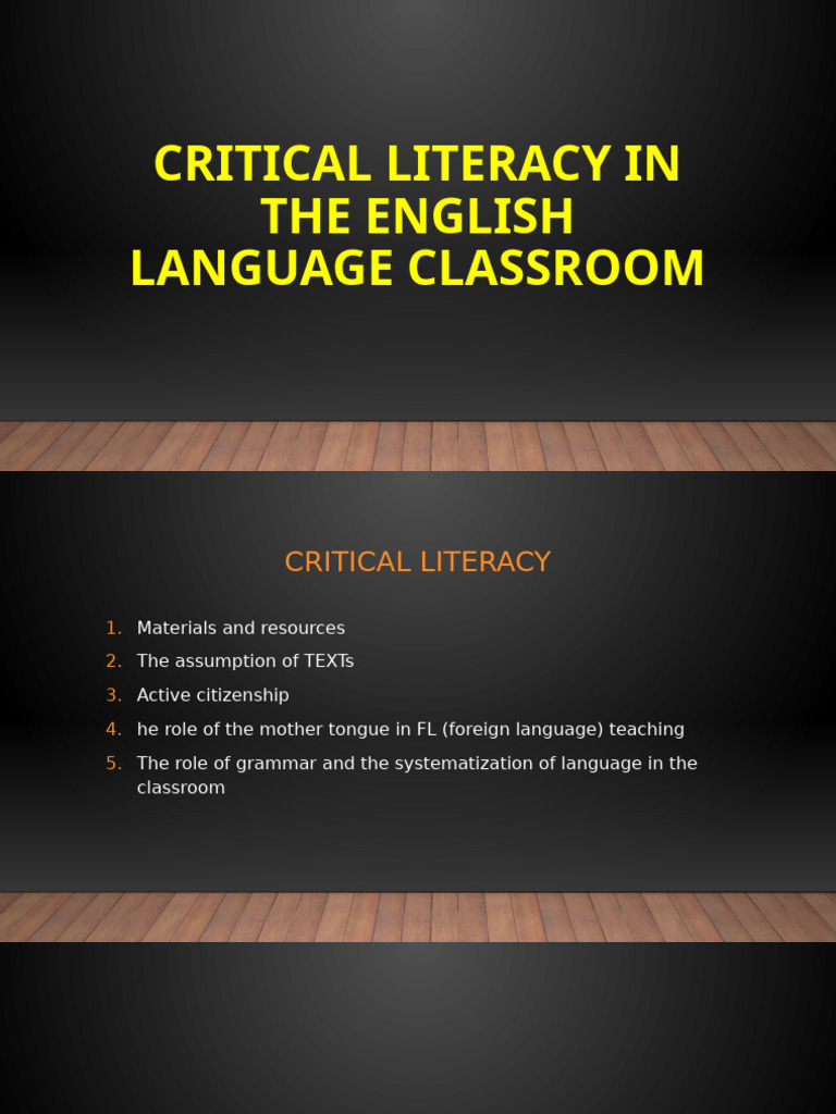 Critical Literacy in The English Language Classroom | PDF | English As ...